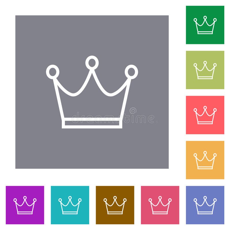 Crown Outline Square Flat Icons Stock Vector - Illustration of elegance ...