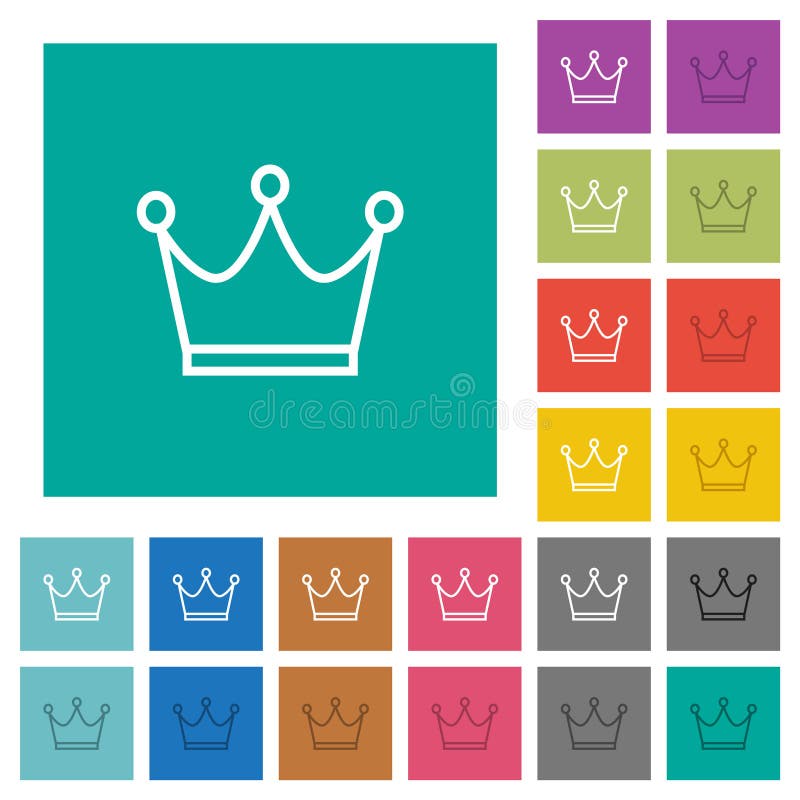 Crown Outline Square Flat Multi Colored Icons Stock Vector ...
