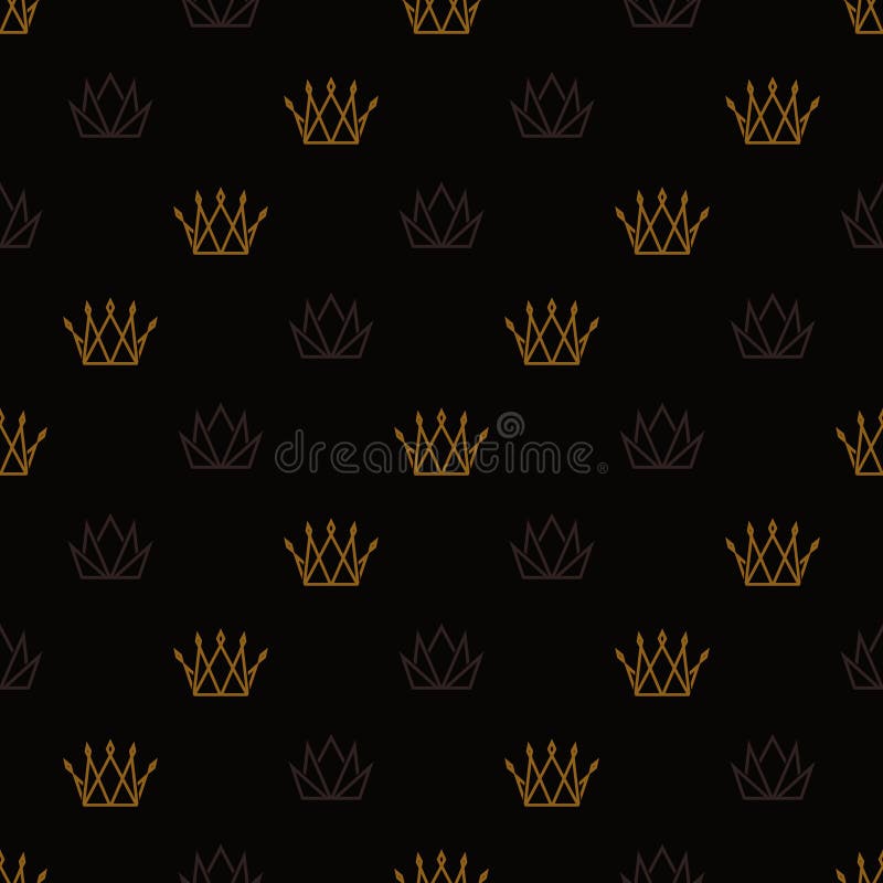 Crown Pattern. Seamless Black Background. Vector Texture Backdrop Stock ...