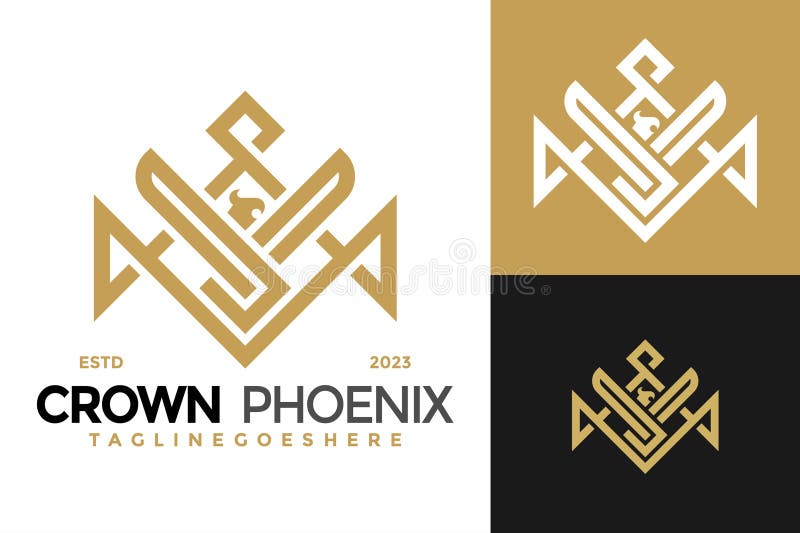 Crown Phoenix Logo Design Vector Symbol Icon Illustration Stock Vector ...