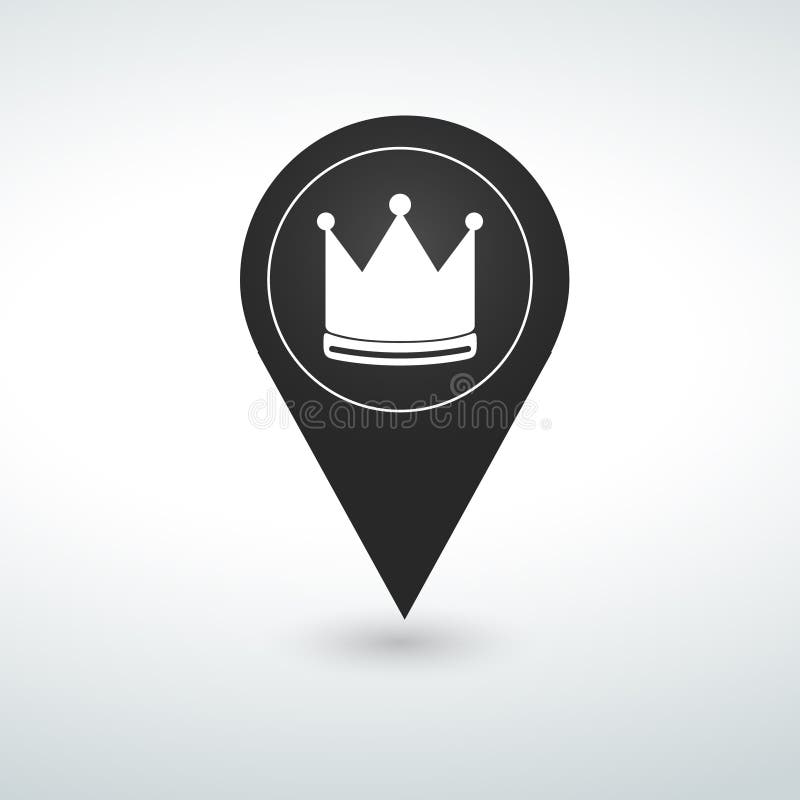 Crown Pin Map Pin Icon on a White Background Stock Illustration ...