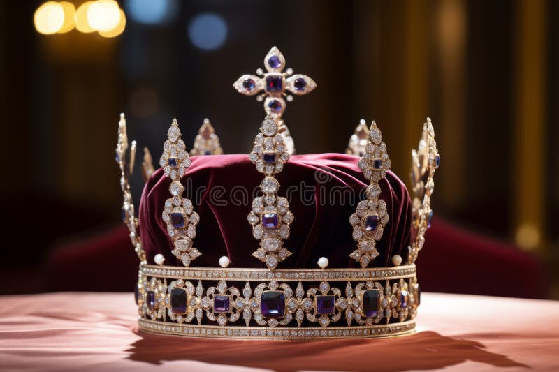 A Crown Placed on a Royal Head during a Ceremony Stock Illustration ...