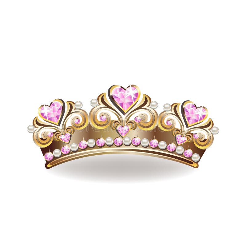Crown of a Princess with Pearls and Pink Gemstones Stock Vector ...