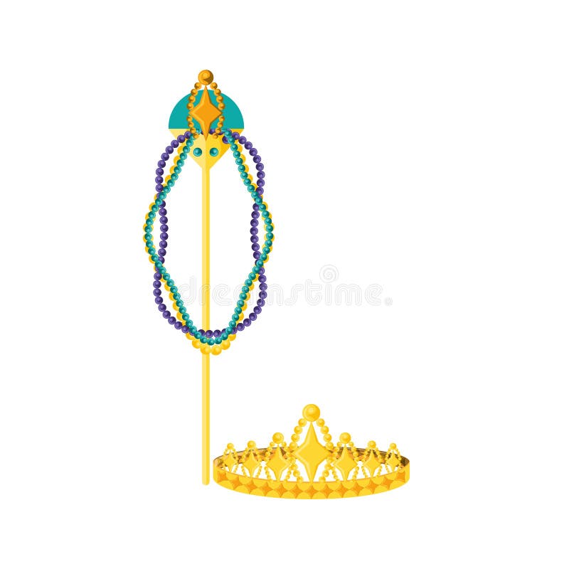 Crown of Queen with Crosier and Necklaces Stock Vector - Illustration ...