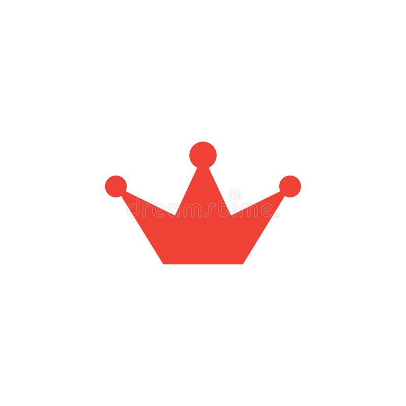 Crown Red Icon on White Background. Red Flat Style Vector Illustration ...