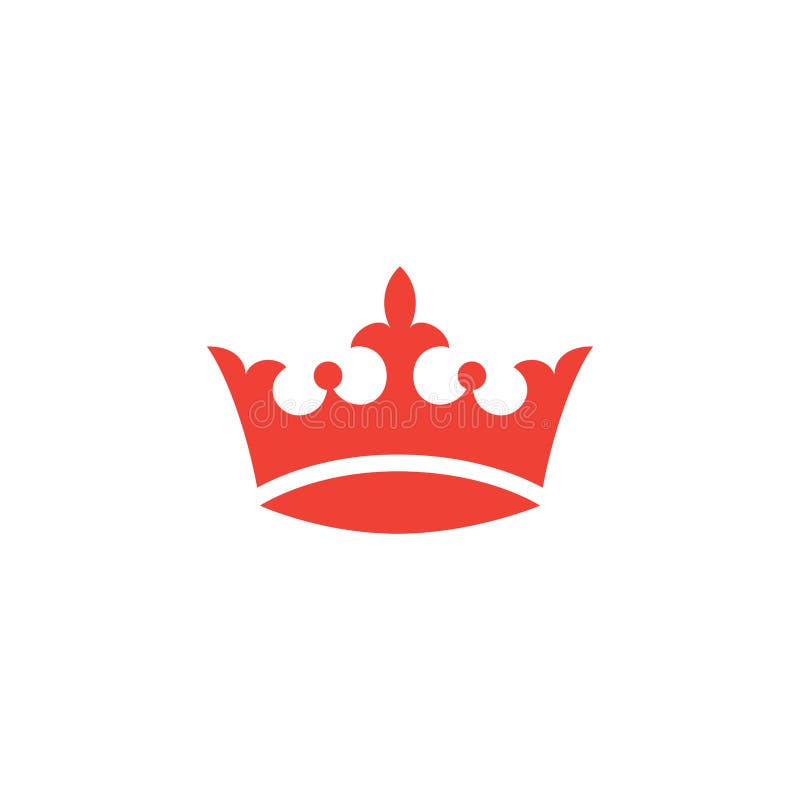 Crown Red Icon on White Background. Red Flat Style Vector Illustration ...