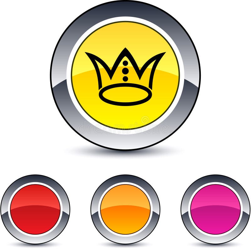 Crown round button. stock vector. Illustration of royalty - 14970696