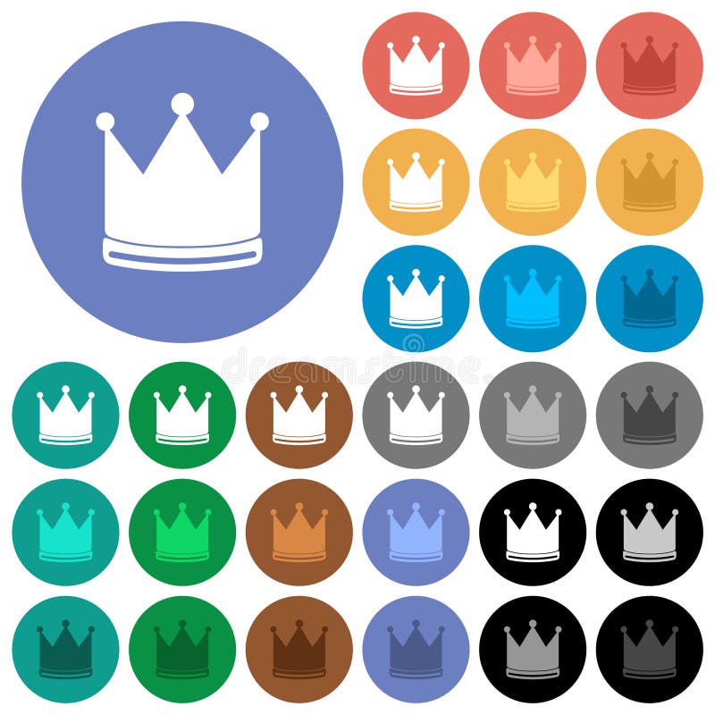 Crown Round Flat Multi Colored Icons Stock Vector - Illustration of ...