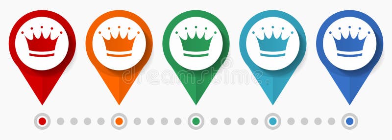 Crown, Royal Concept Vector Icon Set, Flat Design Pointers, Infographic ...