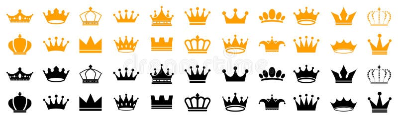 Crown Set Icons. Collection Different Crown Sign - for Stock Stock ...