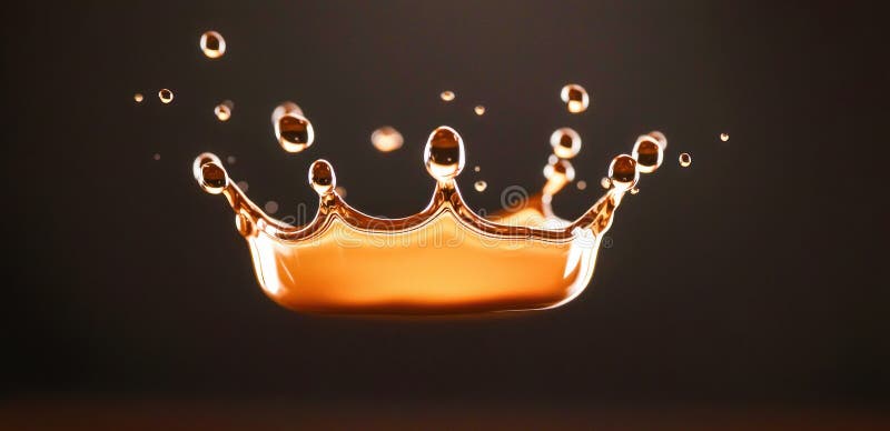 A Crown-shaped Golden Liquid Splash with Droplets Creates a Luxurious ...