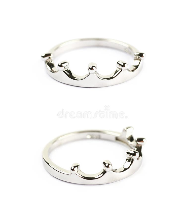 Crown Shaped Silver Ring Isolated Stock Photo - Image of bride, luxury ...