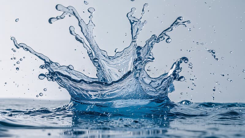 Crown Shaped Water Splash Rising from Surface with Droplets Stock ...