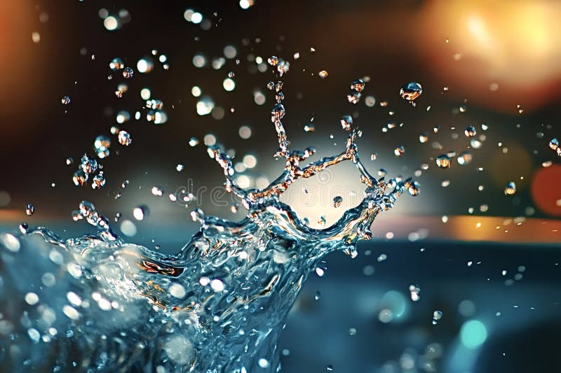 Crown Shaped Water Splashing with Sparkling Droplets Stock Image ...