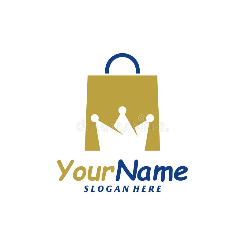 Crown Shop Logo Design Template. Shop King Logo Concept Vector Stock ...