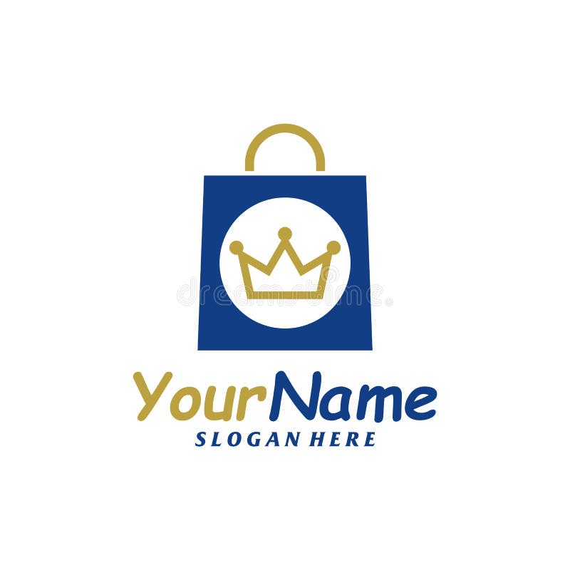 Crown Shop Logo Design Template. Shop King Logo Concept Vector Stock ...