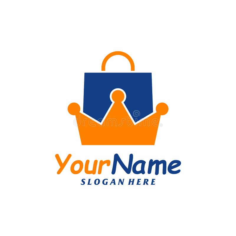 Crown Shop Logo Design Template. Shop King Logo Concept Vector Stock ...