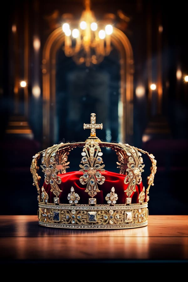 Crown Sitting on Top of Table Stock Illustration - Illustration of king ...
