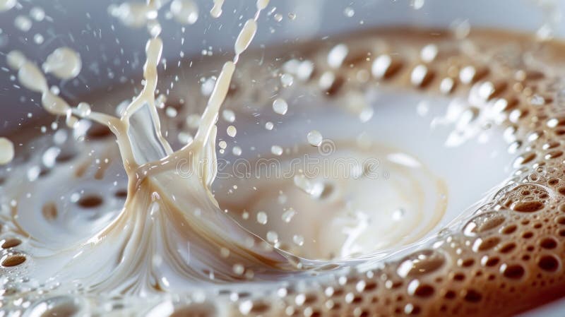 Crown Splash in Creamy Coffee Close-Up - a Moment of Dynamic Fluid Art ...