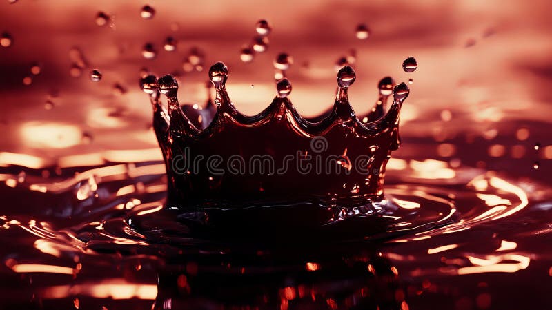 Crown Splash of Liquid in Reddish Light, Close-up. Abstract Art and ...
