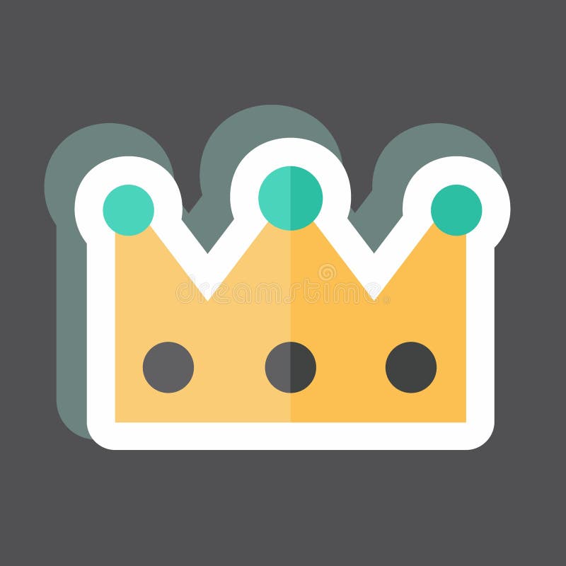 Crown Sticker in Trendy Isolated on Black Background Stock Illustration ...