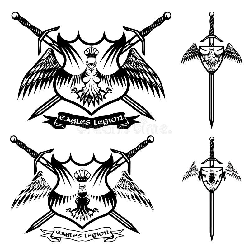 Crown and Swords Crests Collection Stock Vector - Illustration of king ...