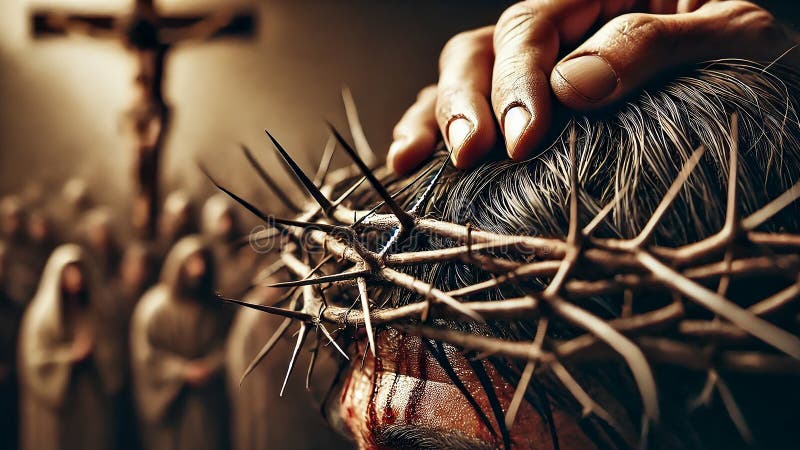 Crown of Thorns Being Placed on Jesus Head Stock Illustration ...