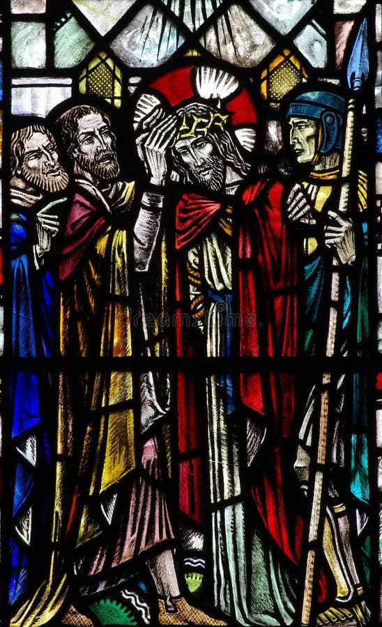 The Crown of Thorns on Jesus Christ in Stained Glass Editorial Stock ...