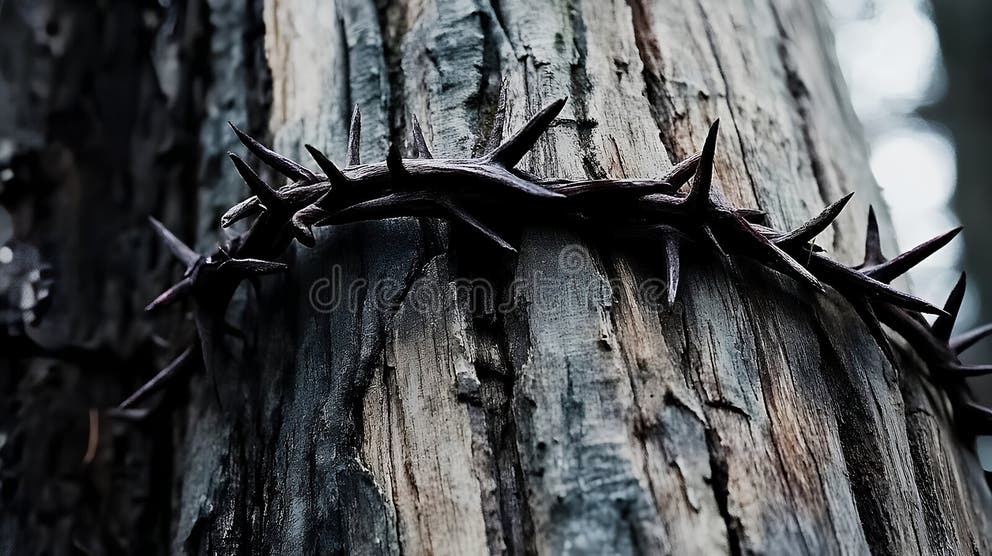 Crown of Thorns on an Old Tree in the Forest. Stock Illustration ...