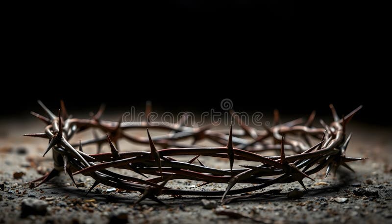 Crown of Thorns on Ground with Dark Background Stock Illustration ...