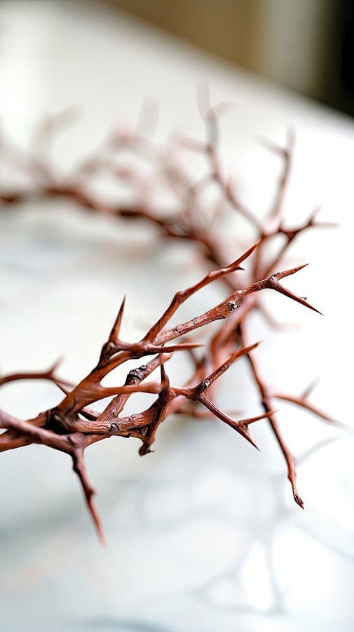 Crown of Thorns on a White Surface Highlighting Intricate Details of ...
