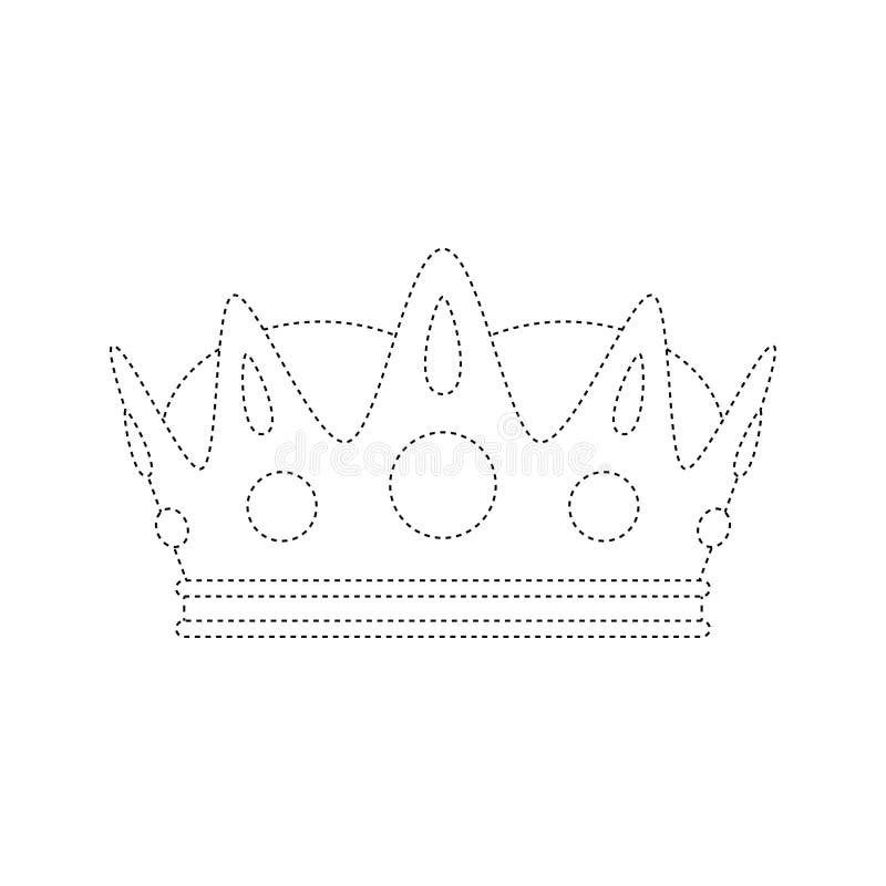 Crown Tracing Worksheet for Kids Stock Vector - Illustration of ...