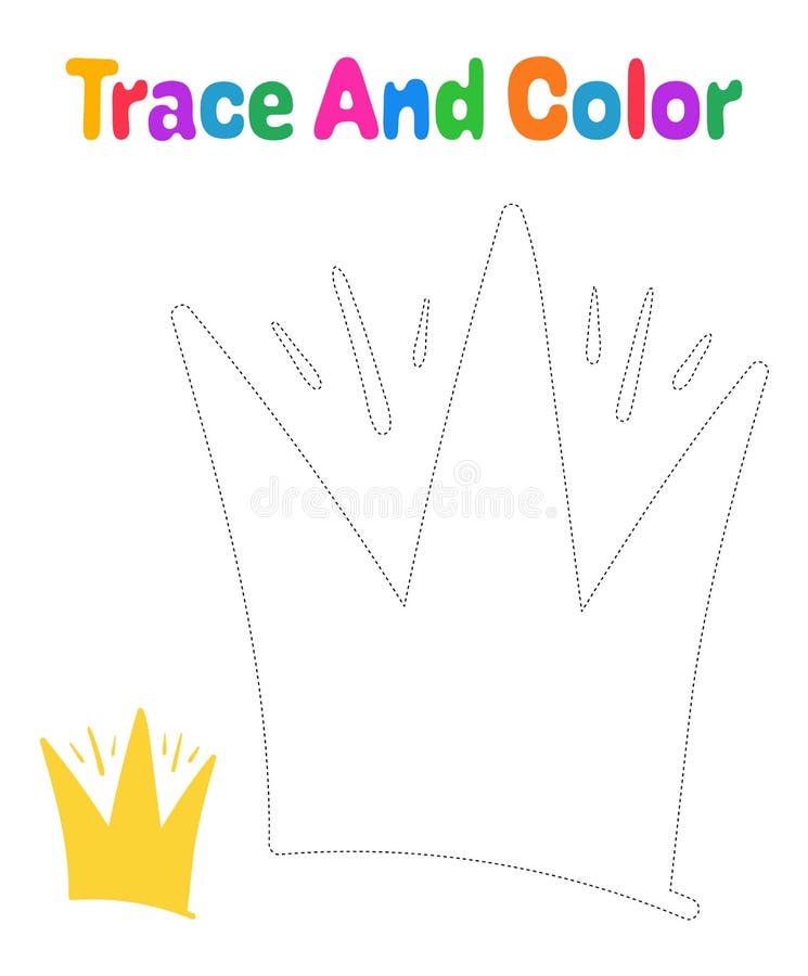 Crown Tracing Worksheet for Kids Stock Vector - Illustration of ...