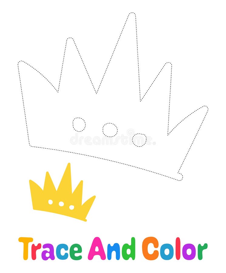 Crown Tracing Worksheet for Kids Stock Vector - Illustration of game ...