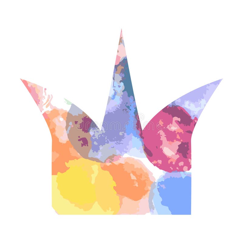 Crown with Watercolor Texture of Different Colors Stock Vector ...