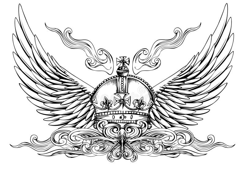 Crown & Wings stock vector. Illustration of wing, royal - 9437772