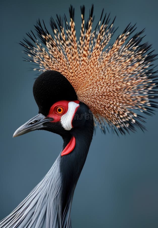 A Crowned Crane with a Mohawk on Its Head Stock Illustration ...