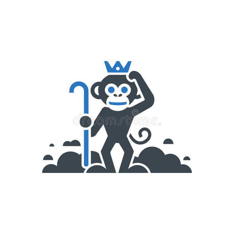Crowned Monkey King Victorious Icon Stock Vector - Illustration of ...