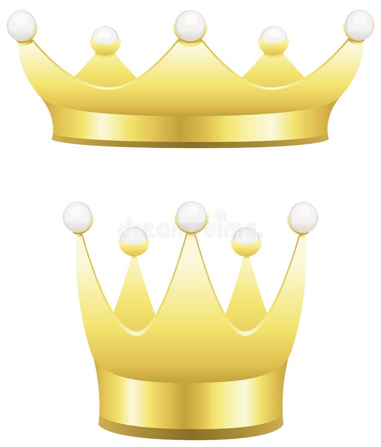 Set Of Gold Classic Royal Crowns King And Queen Stock Vector
