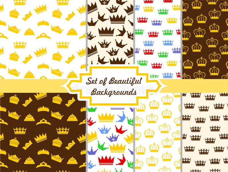 Crowns background set stock vector. Illustration of flat - 76418413