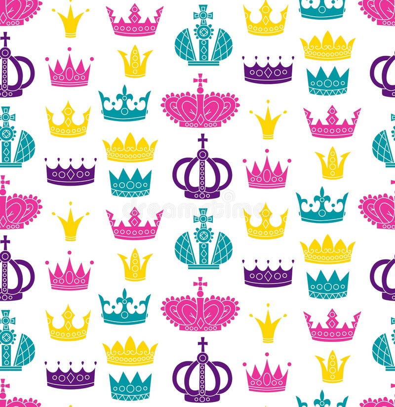 Crowns Colorful Modern Seamless Vector Pattern Stock Vector ...