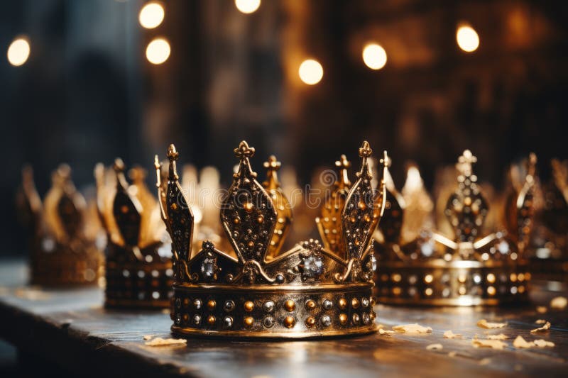 Crowns on table stock photo. Image of gold, accessory - 309491690