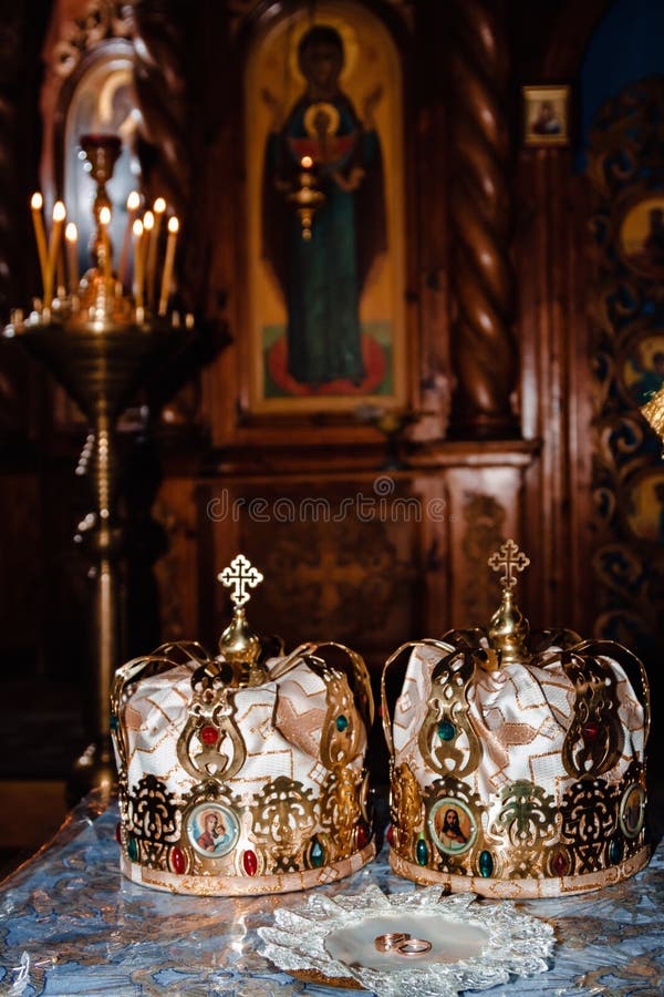 Crowns for the Wedding in the Temple Stock Image - Image of religious ...
