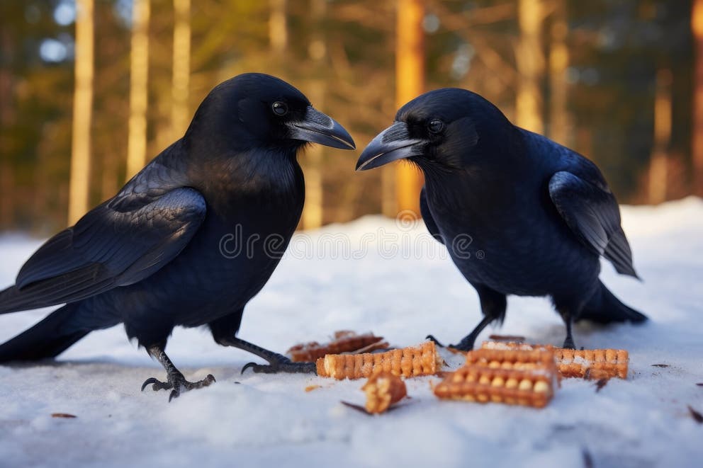 Crows Solving Puzzles To Access Food Stock Illustration - Illustration ...