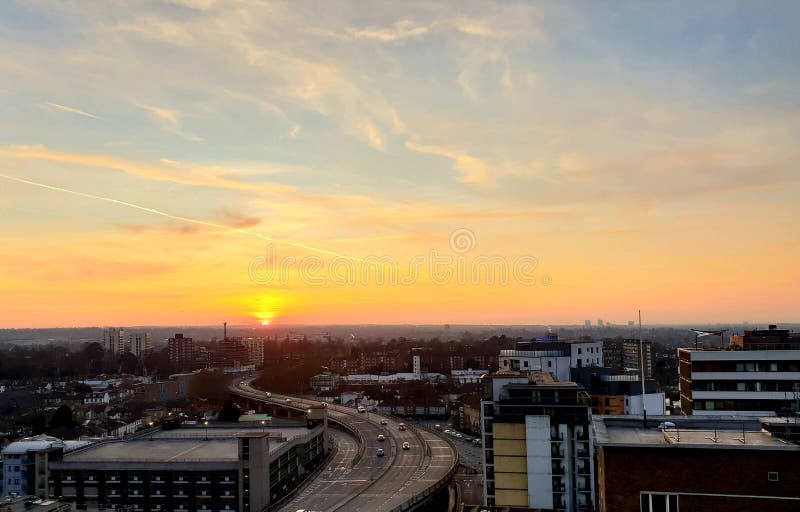 Croydon Cityscape during Sunset Stock Image - Image of horizon, skyline ...