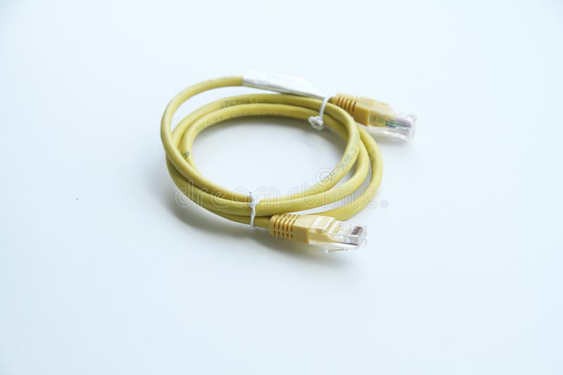 Yellow Rolled-up Patch Cable, Used To Connect a Computer To an Internal ...