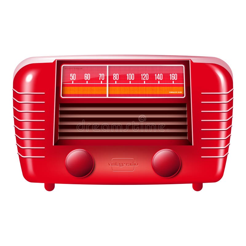 Radio Vintage Rouge Isolée Sur Fond Blanc Illustration de Vecteur ...