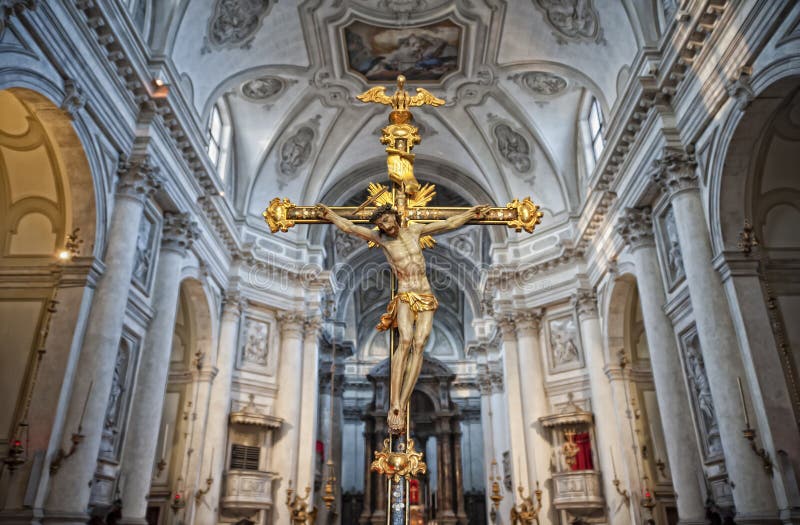 Crucifix in a Church Interior Stock Photo - Image of reliance, creed ...