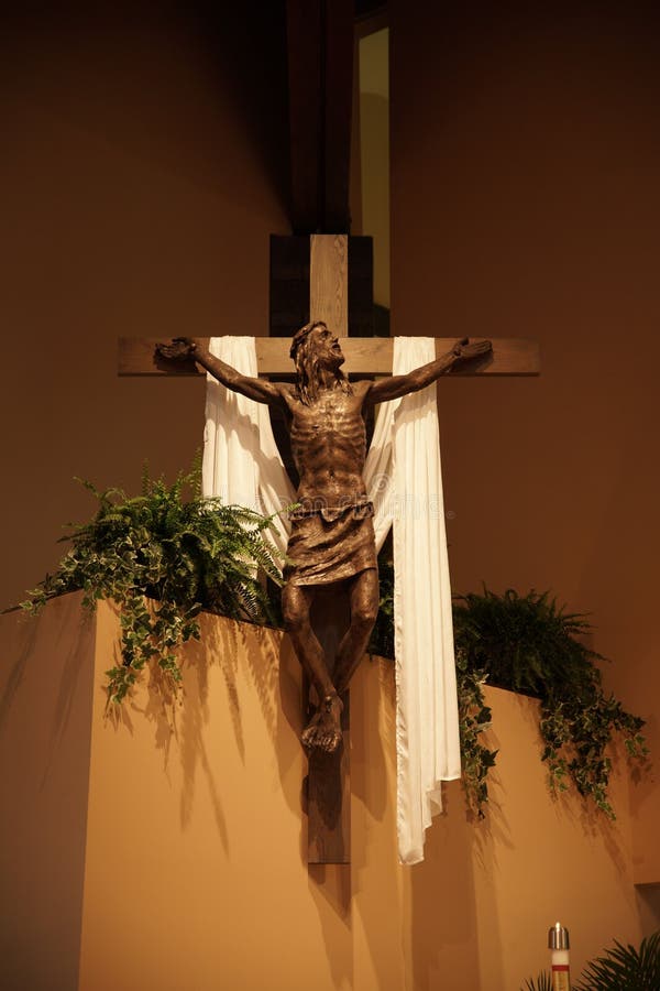 Crucifix Figure Inside a Church,vertical Shot Stock Image - Image of ...