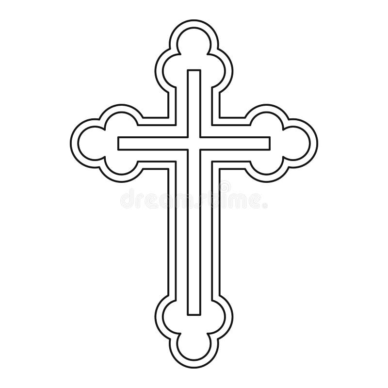Crucifix Icon in Outline Style Stock Vector - Illustration of ornate ...